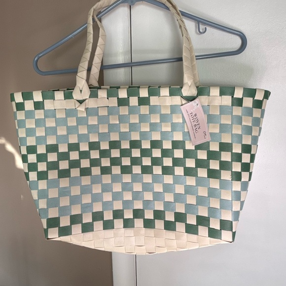 Target | Bags | Target Green And Cream Checkered Tote | Poshmark